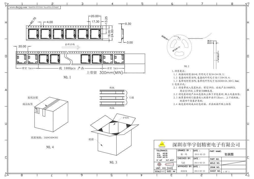 HOAUC HYC77-TF09-200 packaging drawing