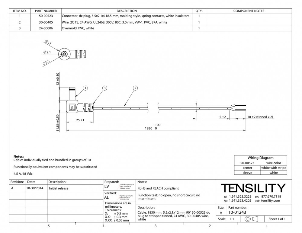Tensility International 10-01243 product drawing