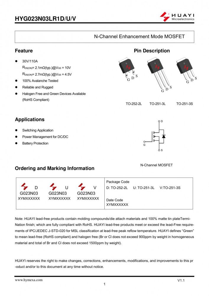 HYG023N03LR1D datasheet page 1