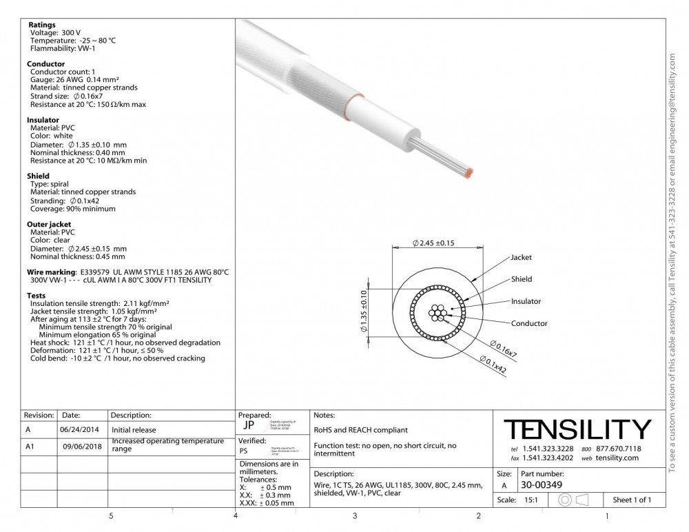 Tensility International part 30-00349 product drawing and specification