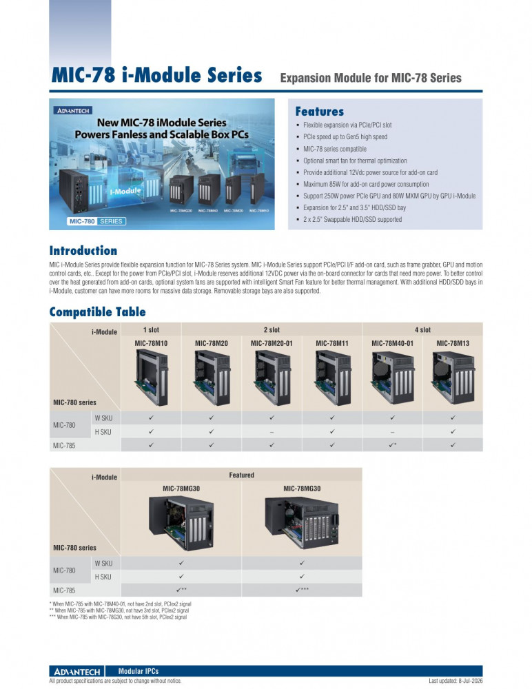 MIC-78 i-Module Series document page 1
