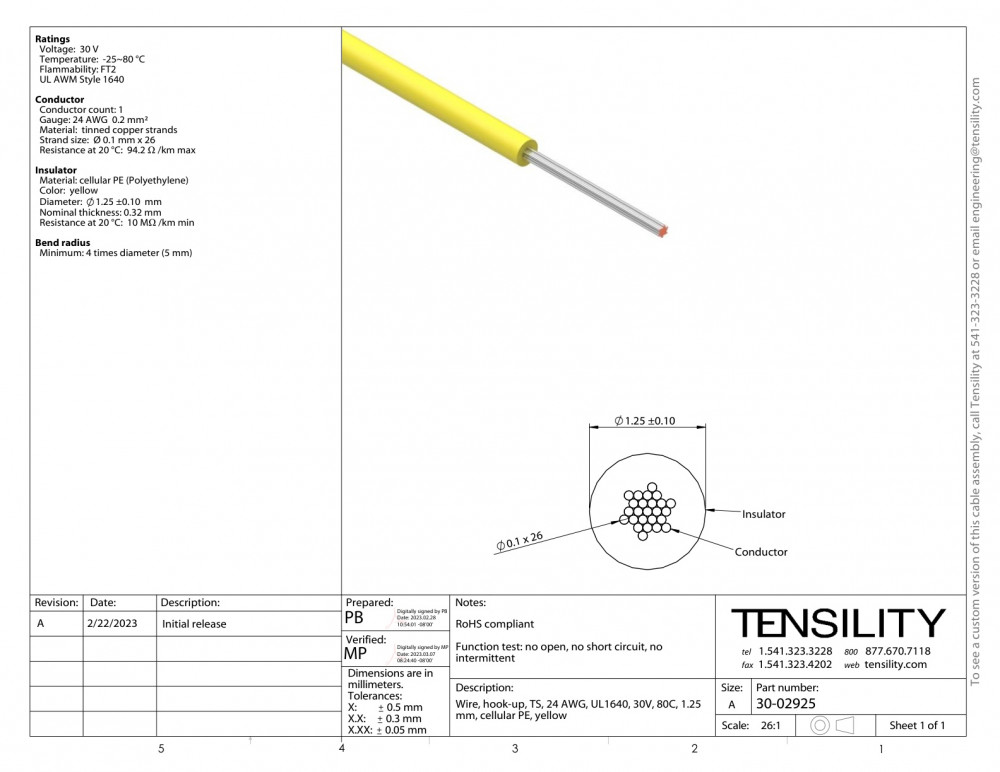 Tensility International 30-02925 product drawing