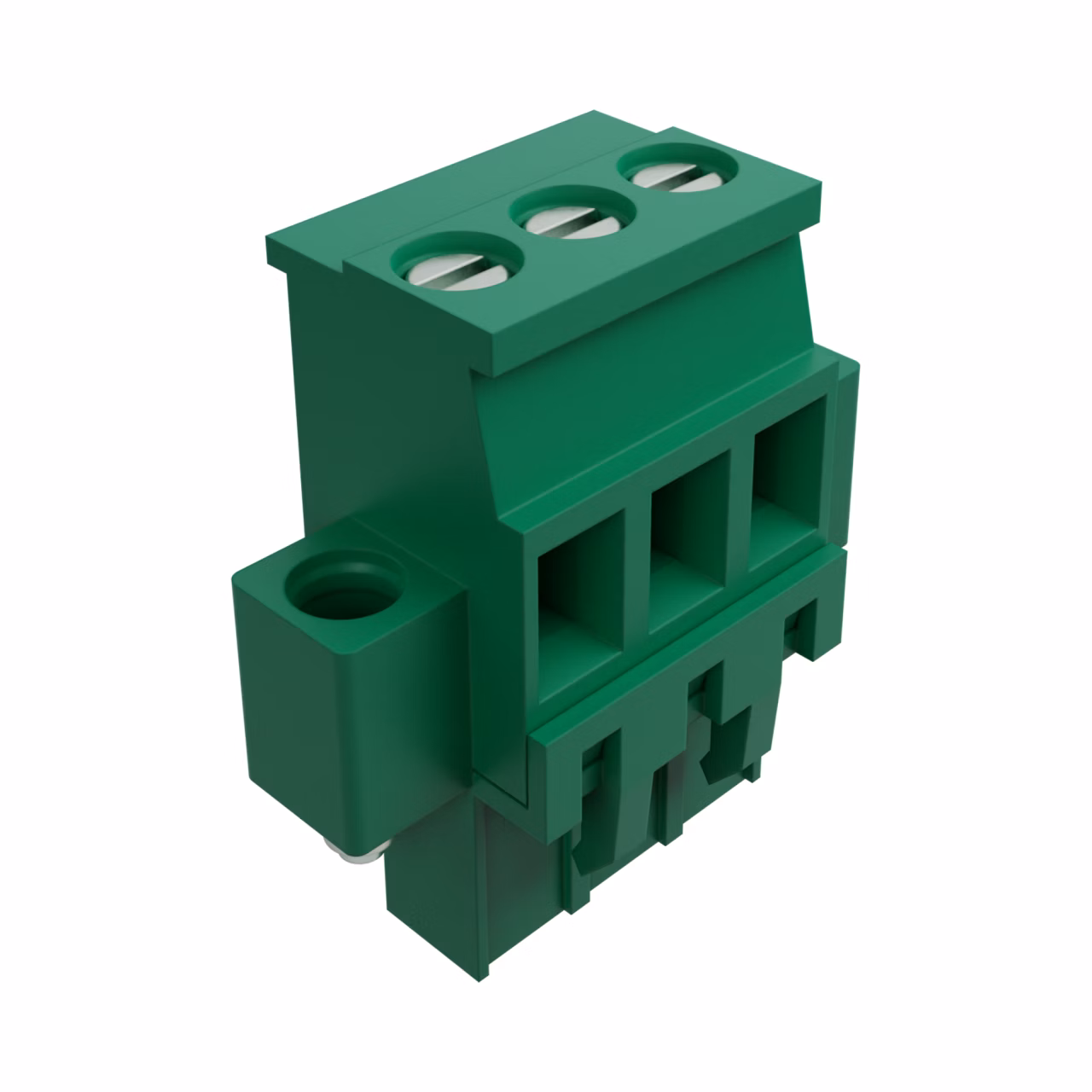 5.00mm Pitch Eurostyle Vertical Plug, with Retention Screws and Reverse Imprinting, Front Wire Entry, Green Housing, 3 Circuits for sale