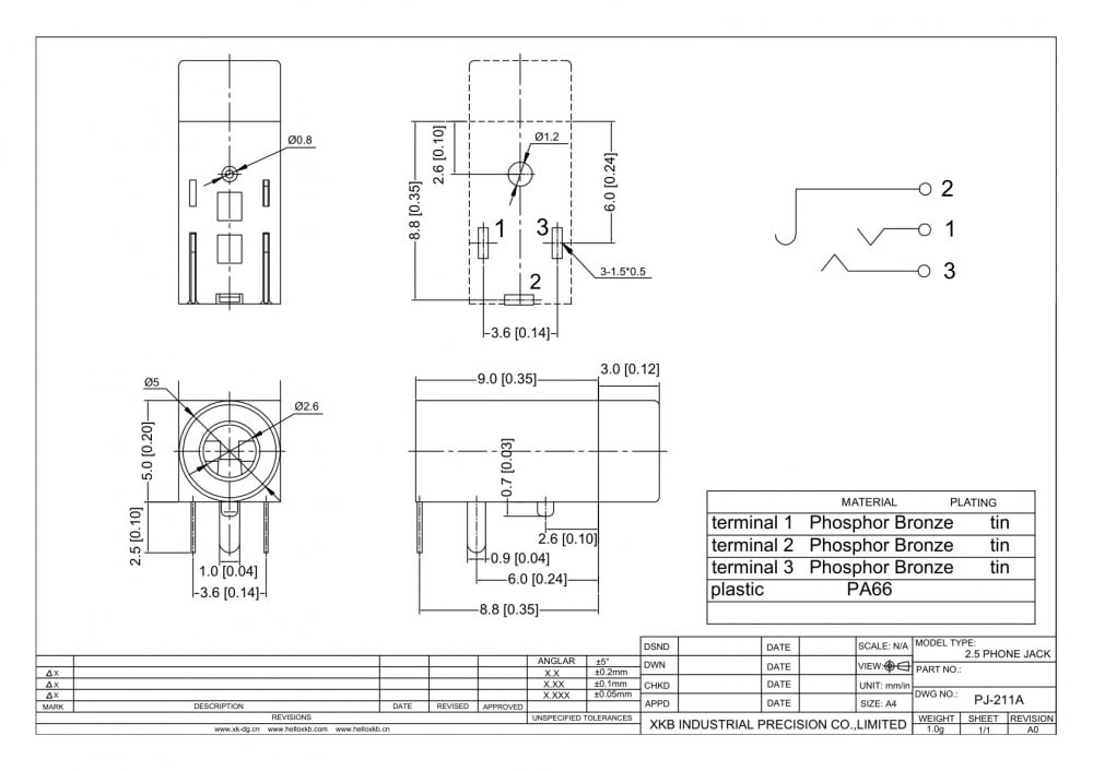 PJ-211A technical drawing page 1