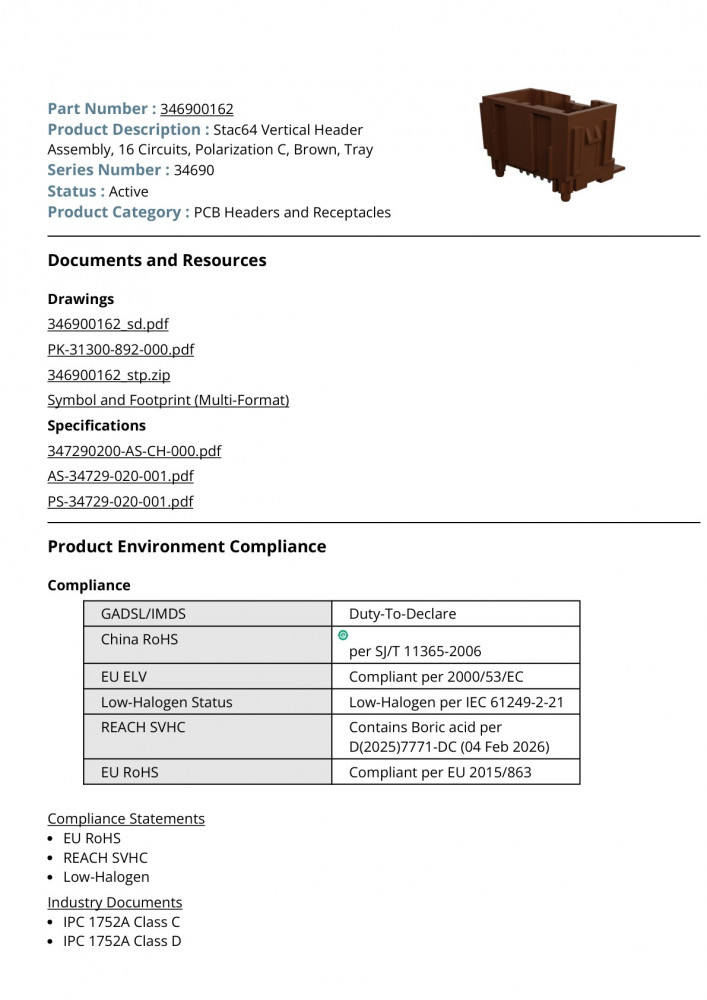 MOLEX 346900162 technical document image 1