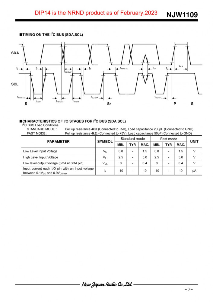 NJW1109 datasheet page 3