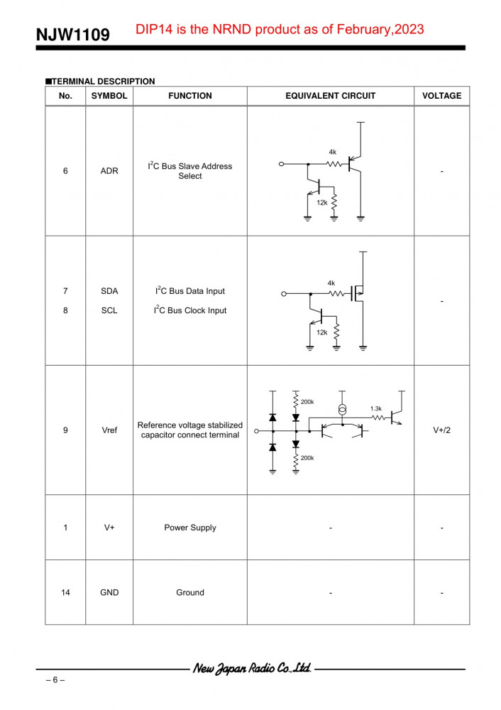 NJW1109 datasheet page 6