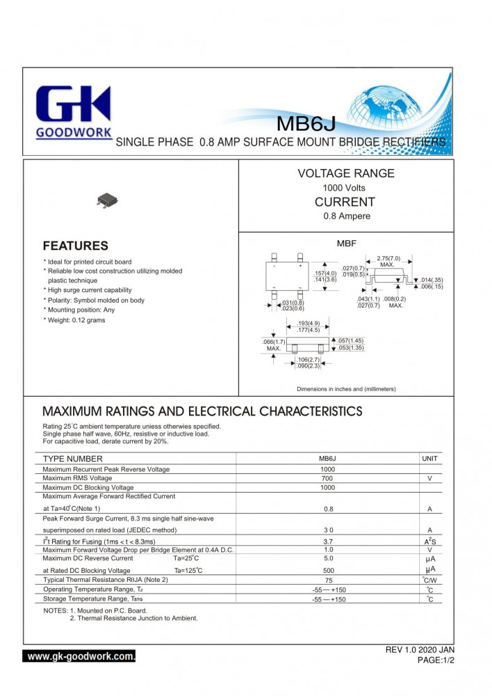 GOODWORK MB6J technical document page 1