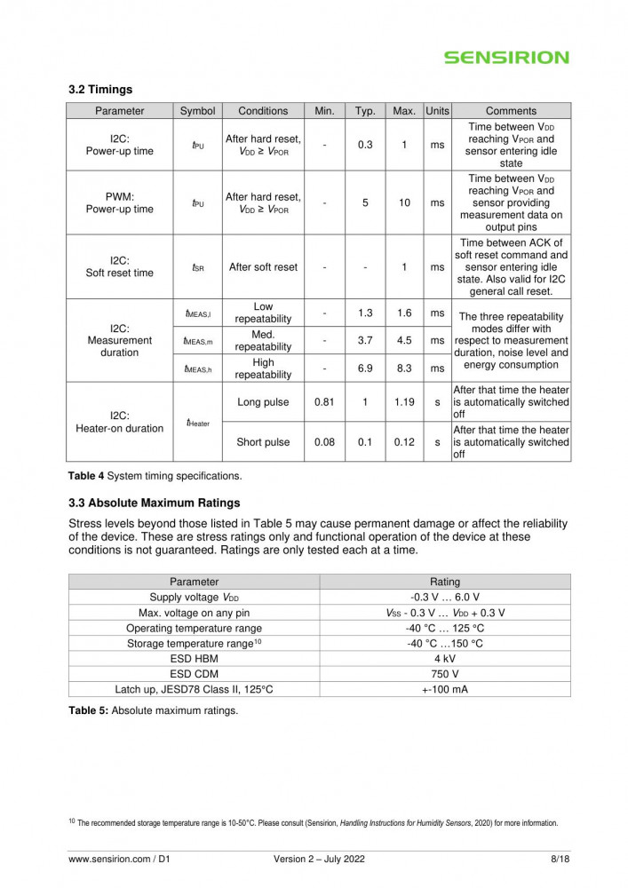 SHT41-AD1B-R2 technical document page 8