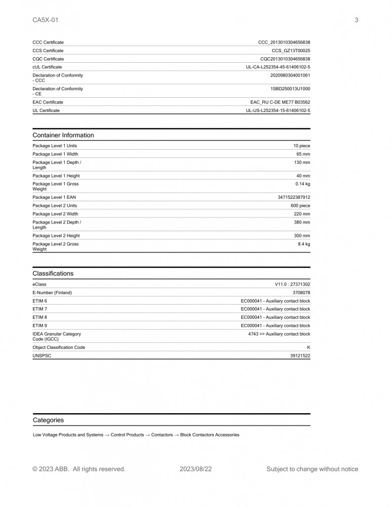 ABB CA5X-01 technical document page 3