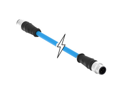 Micro-Change (M12) Double-Ended Cordset, 4 Poles, D-Coded, Male (Straight) to Male (Straight), 24 AWG, Orange TPE Cable, 4.0m (13.12' ) Length, 6.35mm (.250