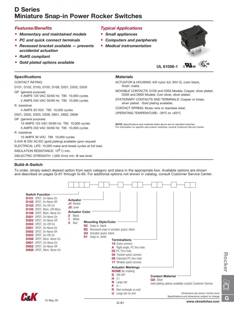 C&K D Series documentation page 1