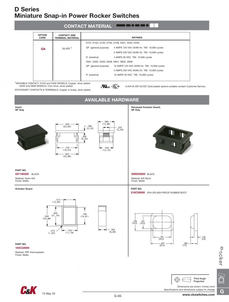 C&K D Series documentation page 5