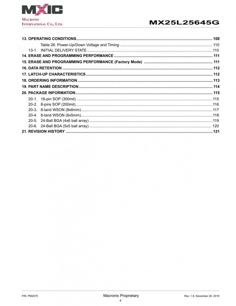 MX25L25645G datasheet page 4