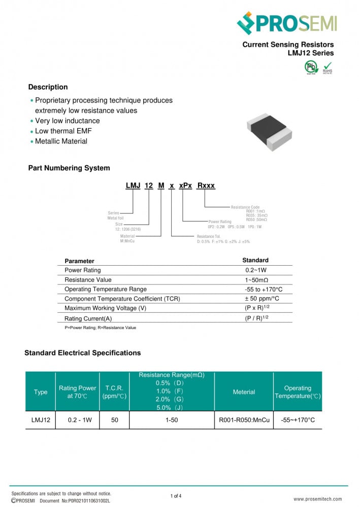 LMJ12 datasheet page 1
