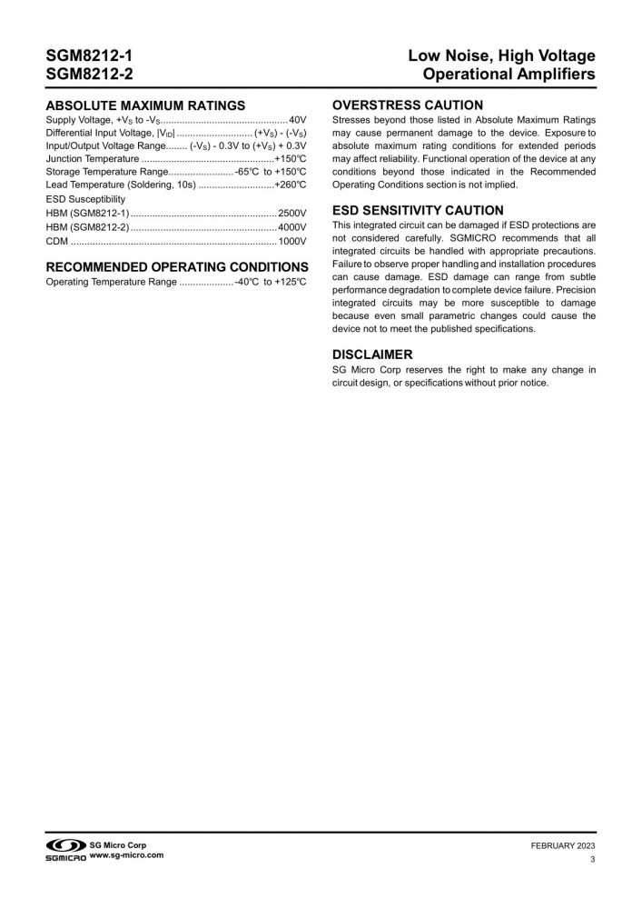 SGM8212-2 datasheet page 3