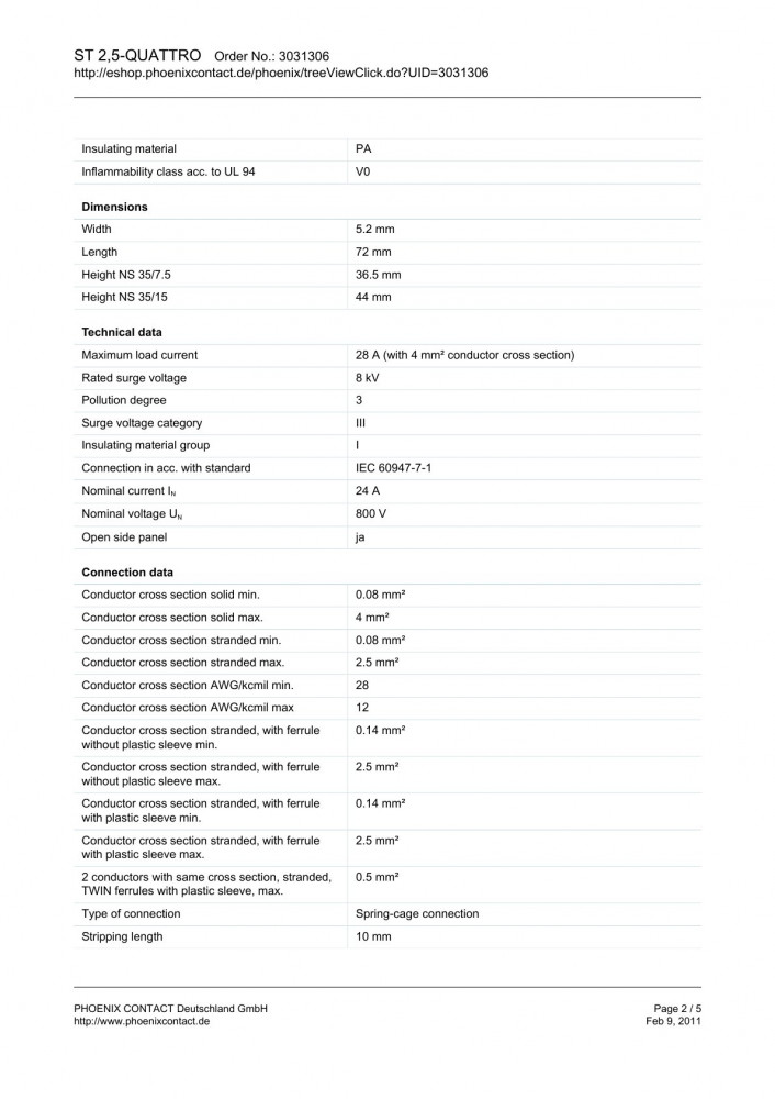 Phoenix Contact 3031306 technical document page 2