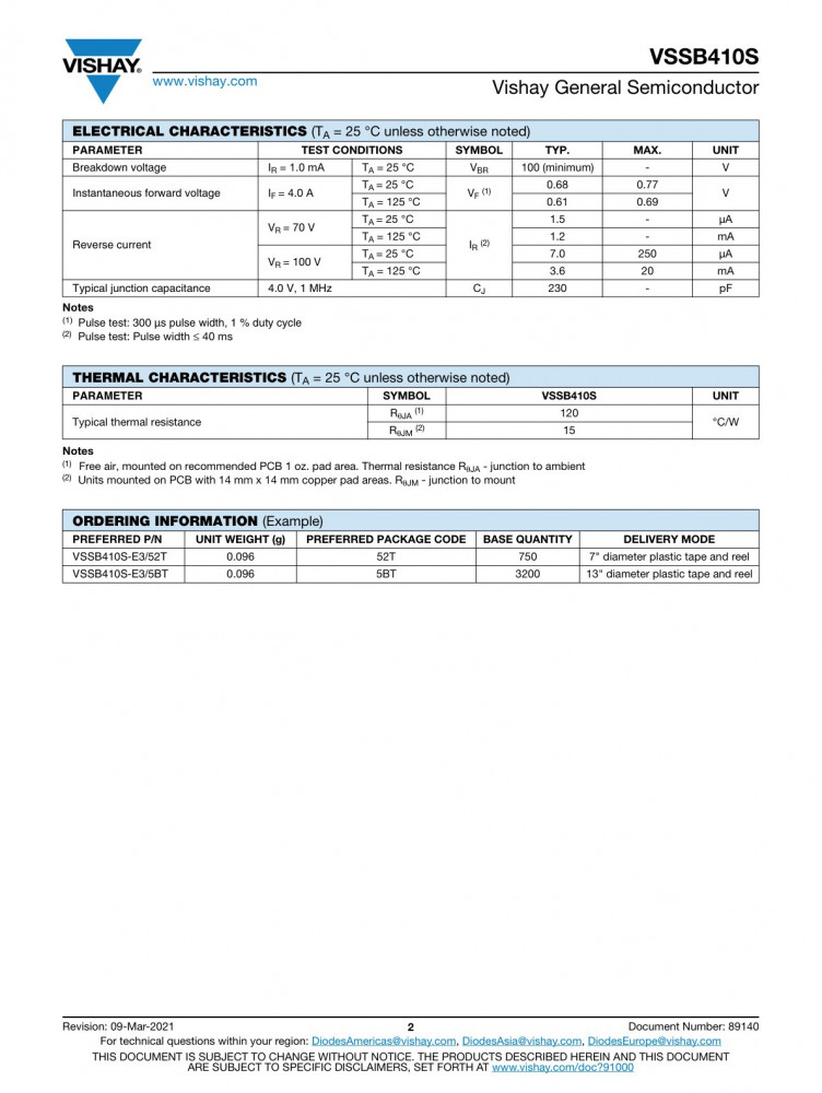 VSSB410S-E3/5 datasheet page 2