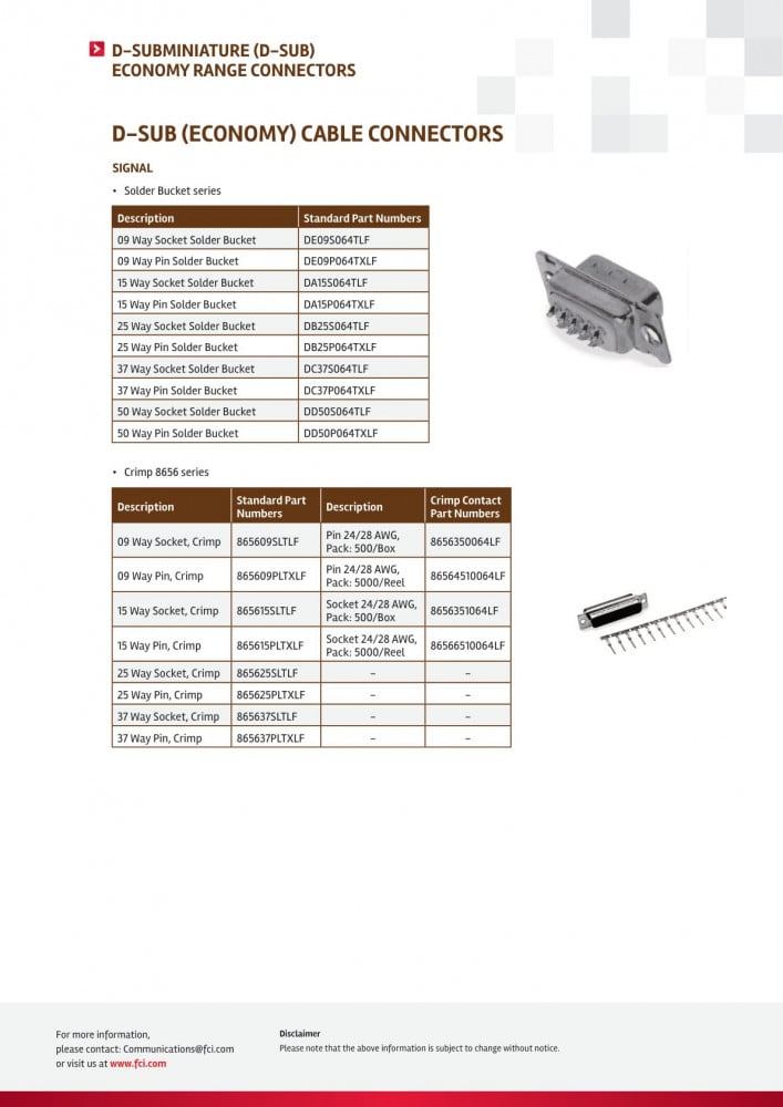 Amphenol D-Sub economy range document page 5