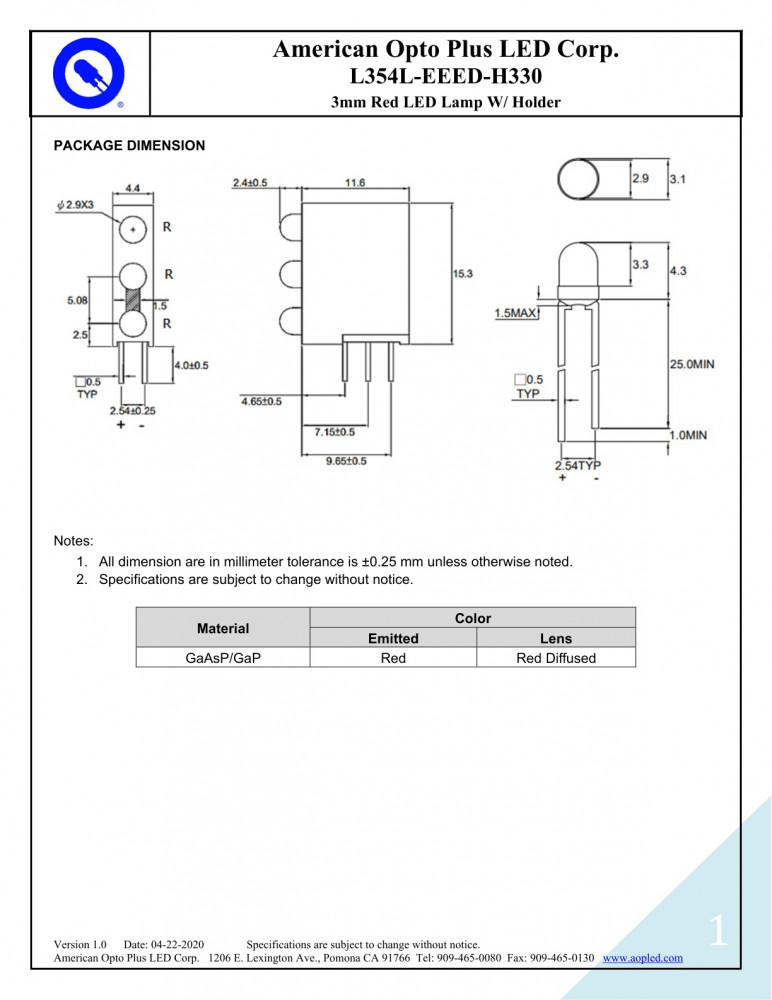 L354L-EEED-H330 datasheet page 1