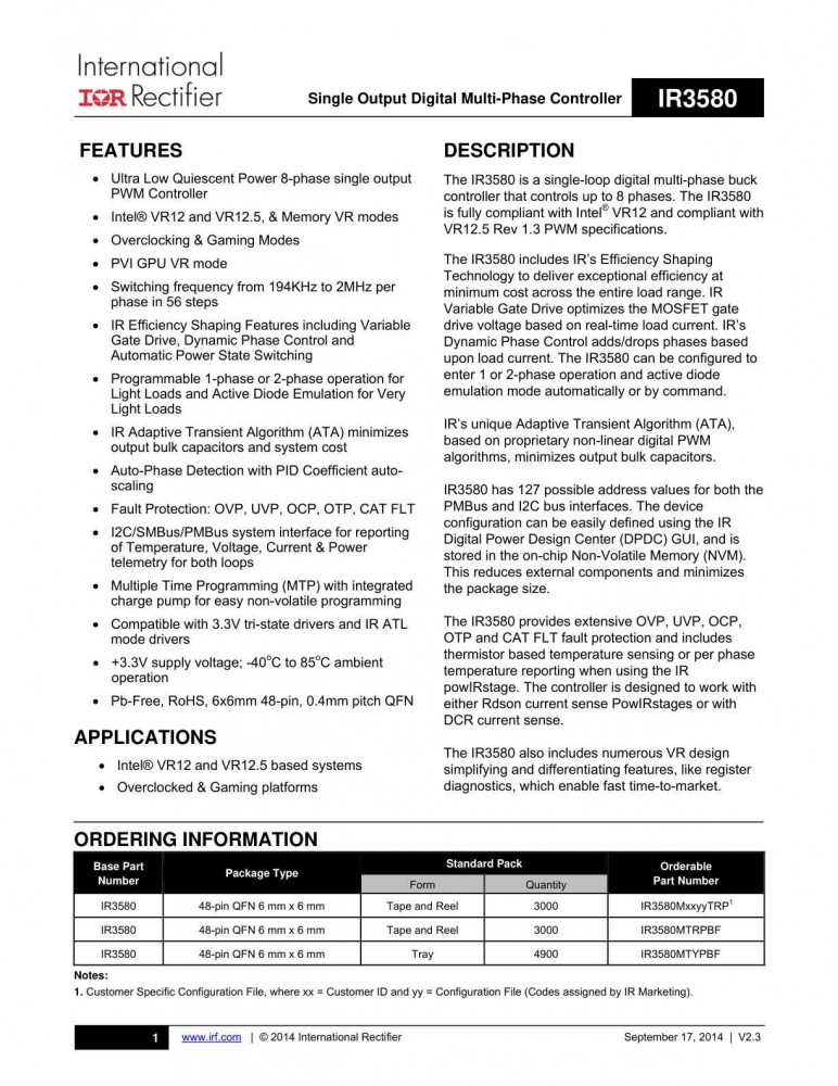 IR3580 technical document page 1
