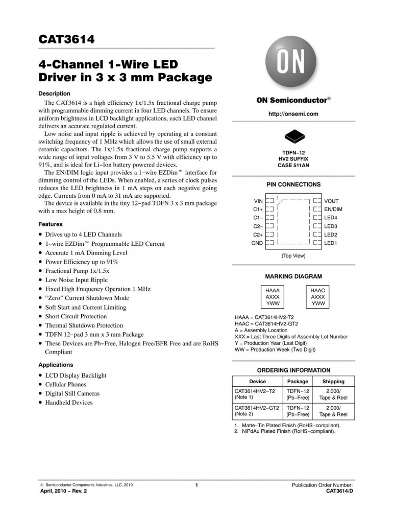 CAT3614 datasheet page 1