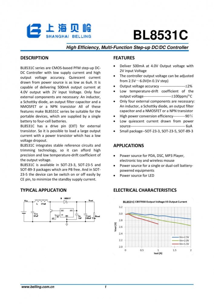 BL8531C datasheet page 1