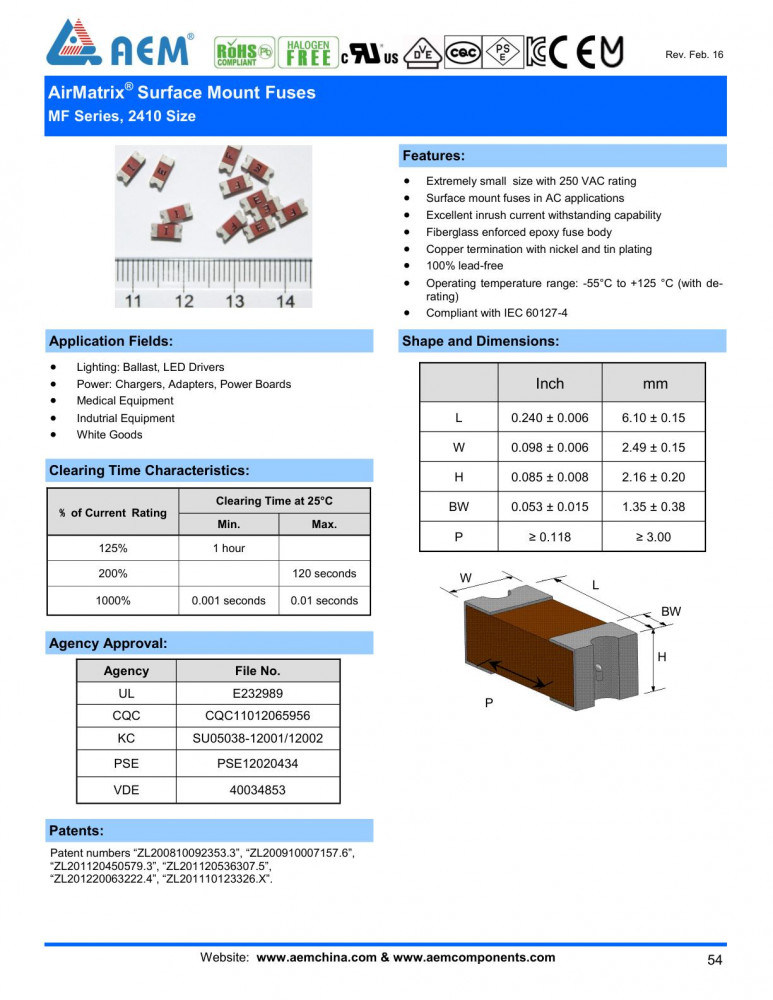 AEM AirMatrix MF Series datasheet page 1