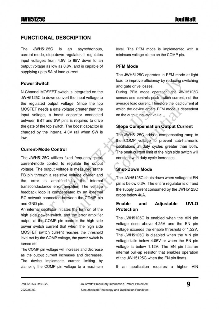 JWH5125C datasheet page 9