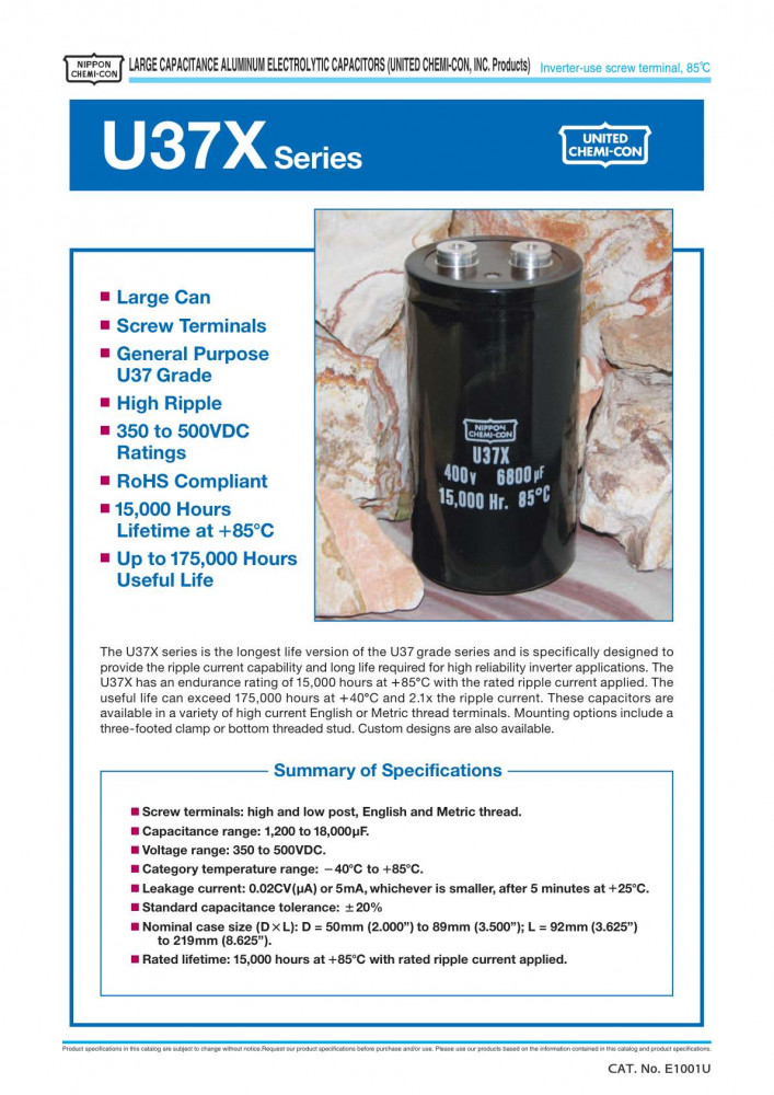U37X series datasheet page 1