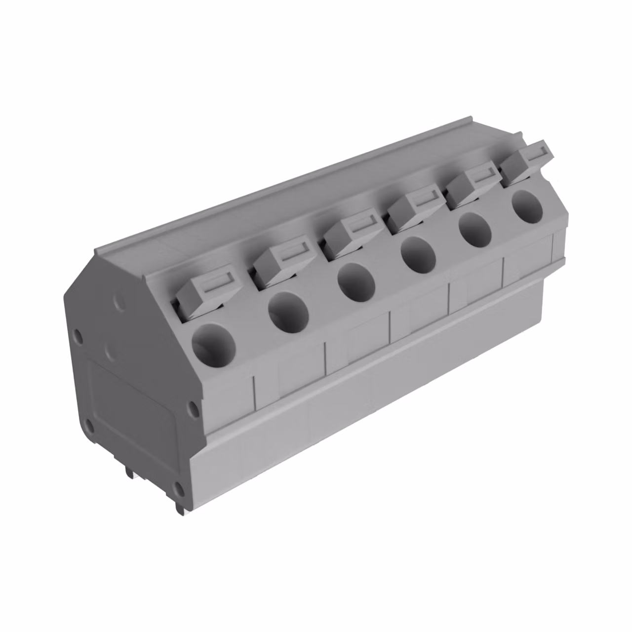 7.50mm Pitch, Eurostyle Fixed-Mount Push-Button Terminal Block, 45° Modular Luminaire, 10A, 26-14 AWG, Light Gray, 6 Circuits for sale