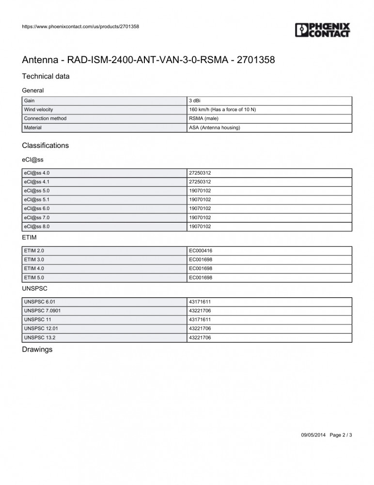 Phoenix Contact 2701358 technical data
