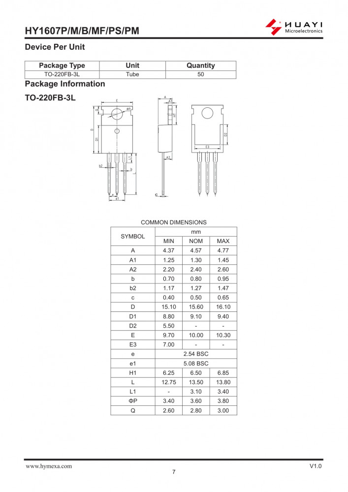 HY1607P datasheet page 7