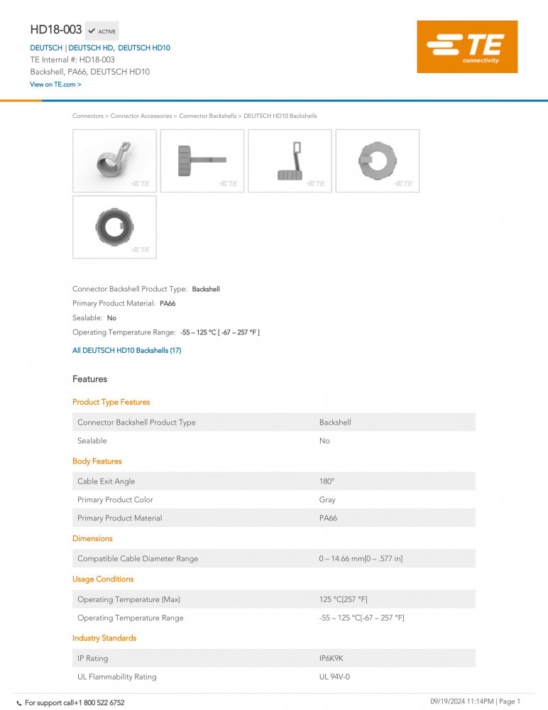 HD18-003 technical document page 1