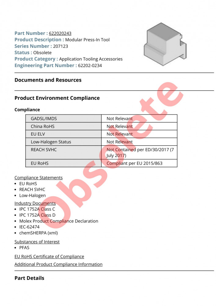Technical document image 1 for Molex 622020243