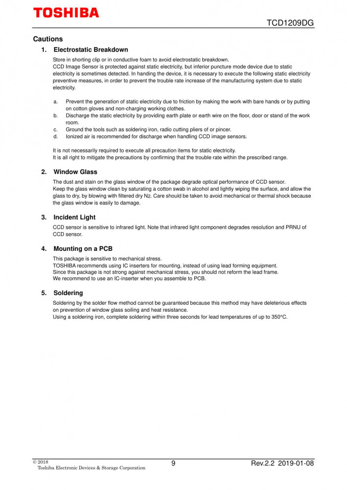 TCD1209DG datasheet page 10
