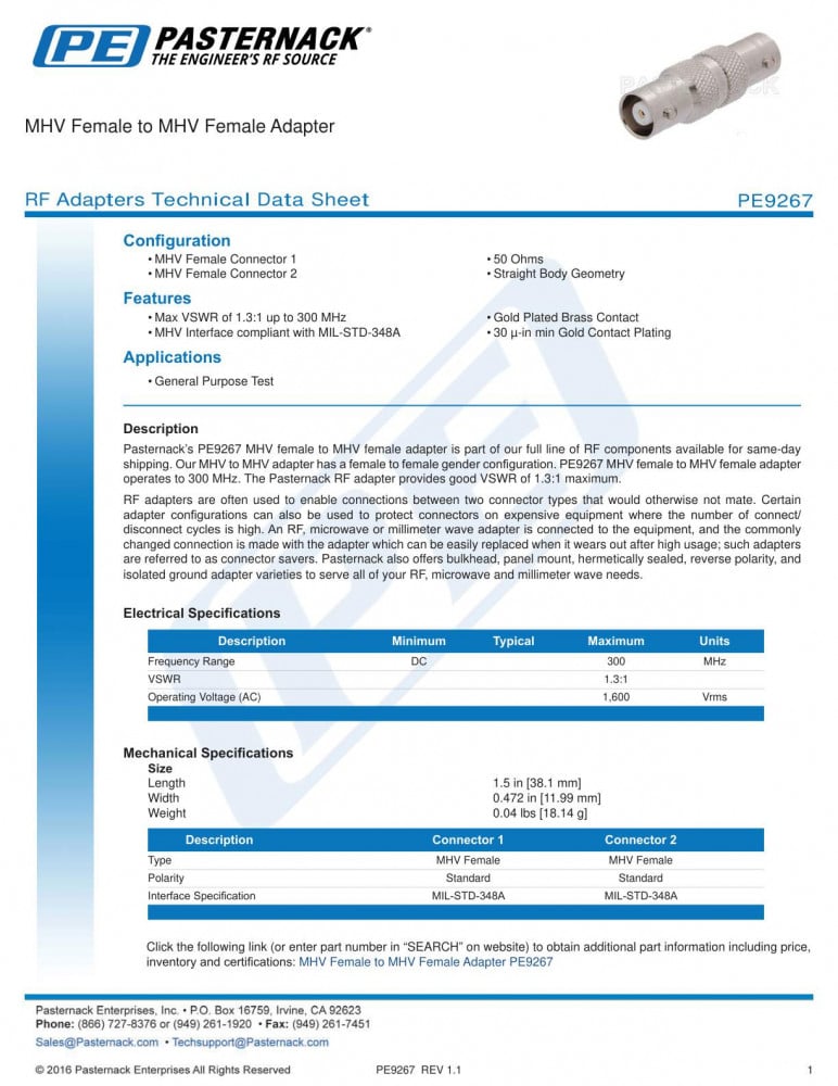 PE9267 technical document page 1