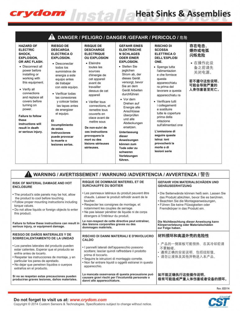 Sensata Crydom HS Series installation sheet page 2
