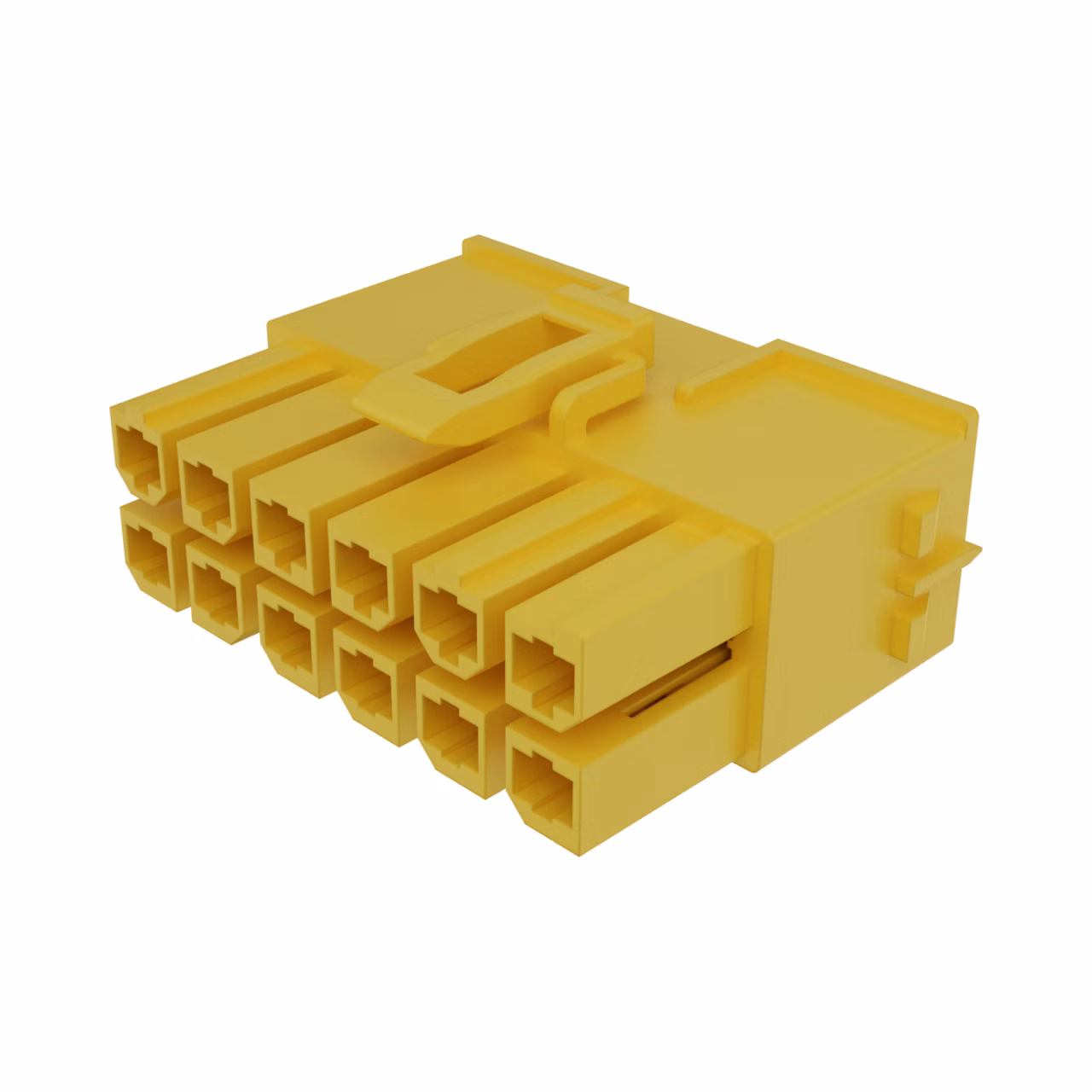 Mega-Fit ColorLock Tangless TPA-Capable Receptacle Housing, Dual Row, 12 Circuit, UL 94V-0, Glow-Wire Capable, Yellow for sale