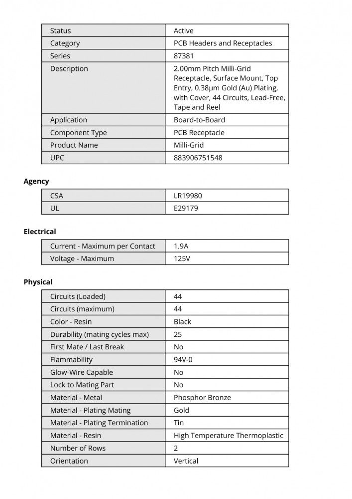 MOLEX 873814400 product document image, page 2