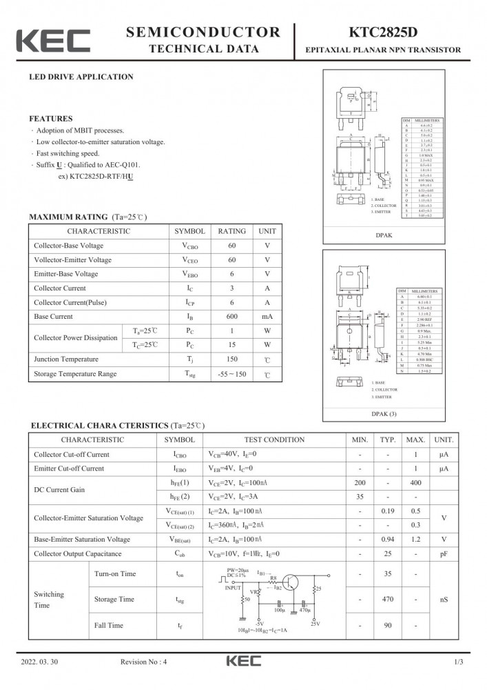 KTC2825D-RTF/HWQ datasheet page 1