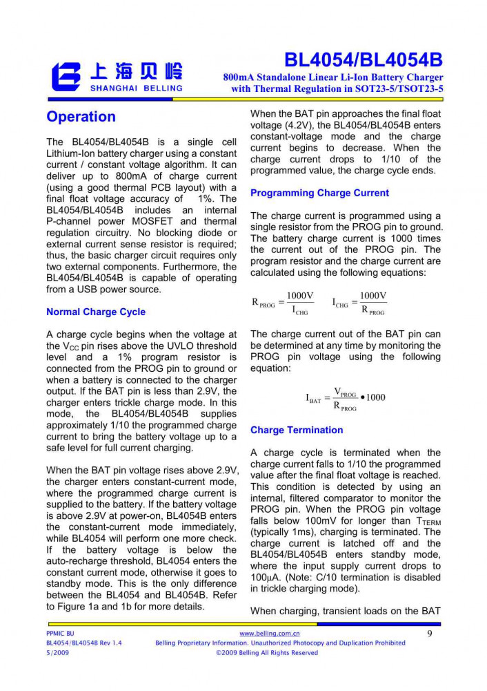 BL4054B datasheet page 9