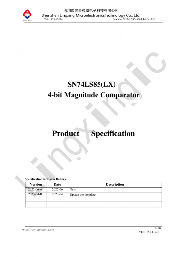 SN74LS85N(LX) datasheet page 1