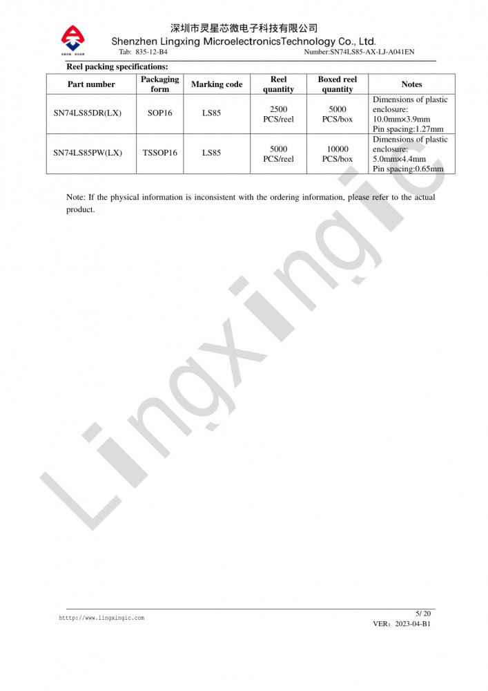 SN74LS85N(LX) datasheet page 5