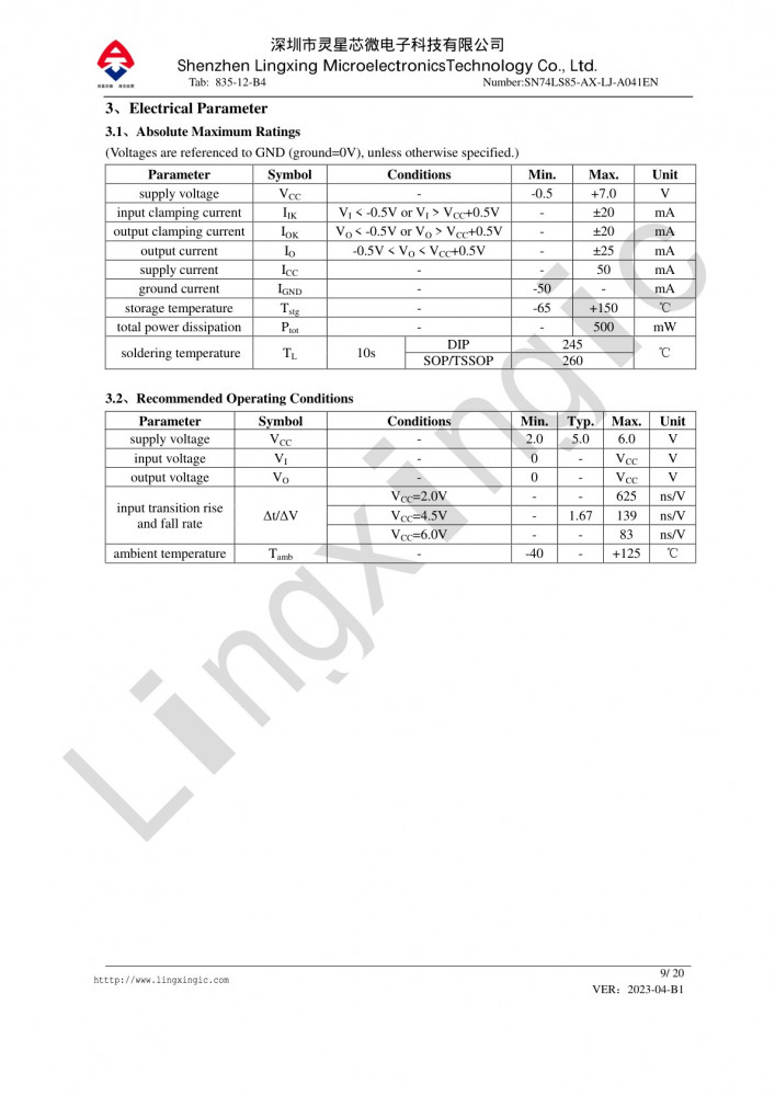 SN74LS85N(LX) datasheet page 9