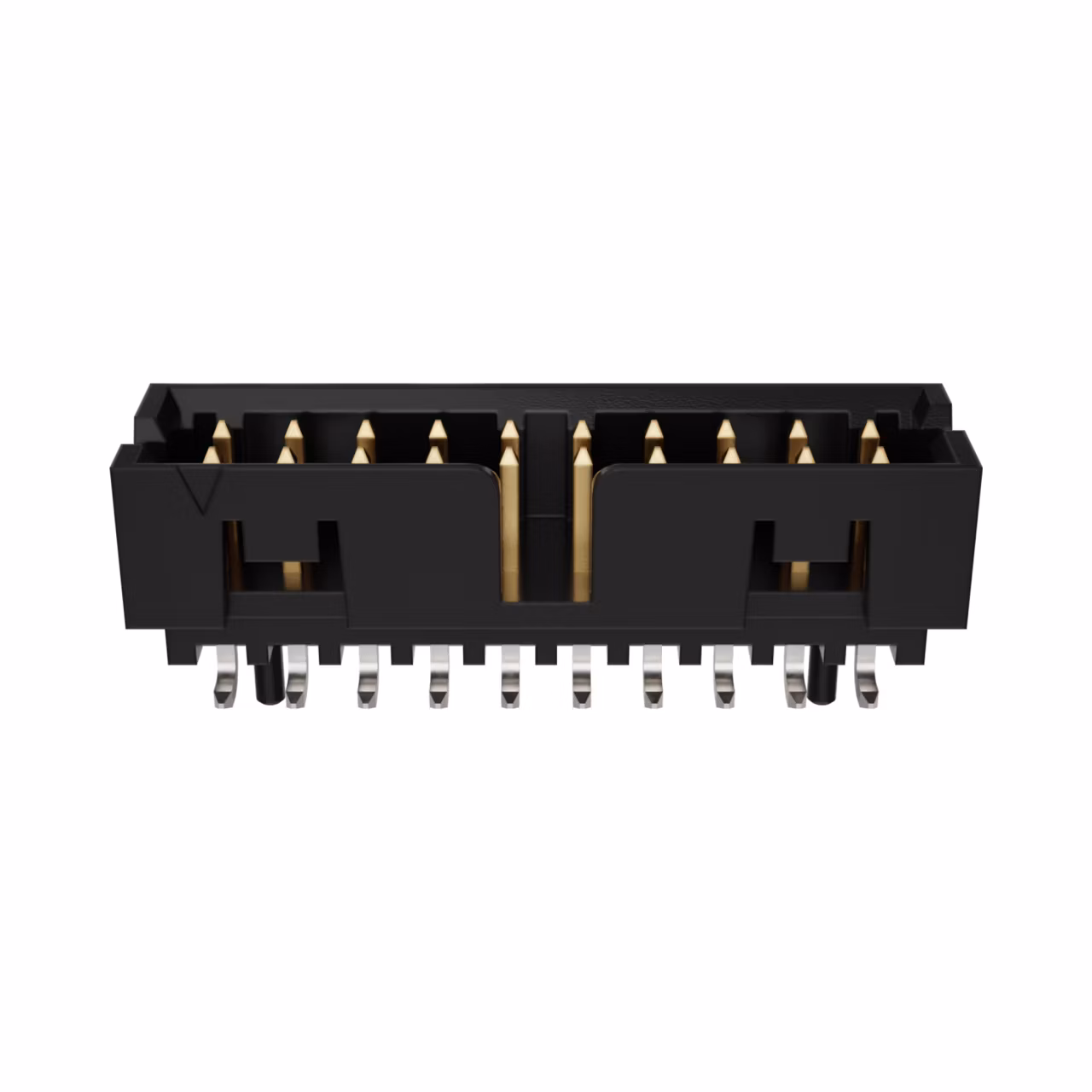 2.00mm Pitch, Milli-Grid PCB Header, Dual Row, Vertical, Surface Mount, Shrouded, 20 Circuits, 0.76µm Gold (Au) Plating, Dual Side Slots, Dual Friction Locks, Center Polarization, with Pegs, Tape and Reel for sale