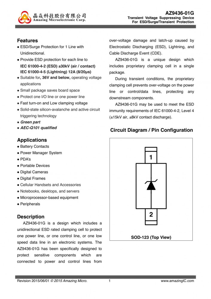 AZ9436-01G datasheet page 1