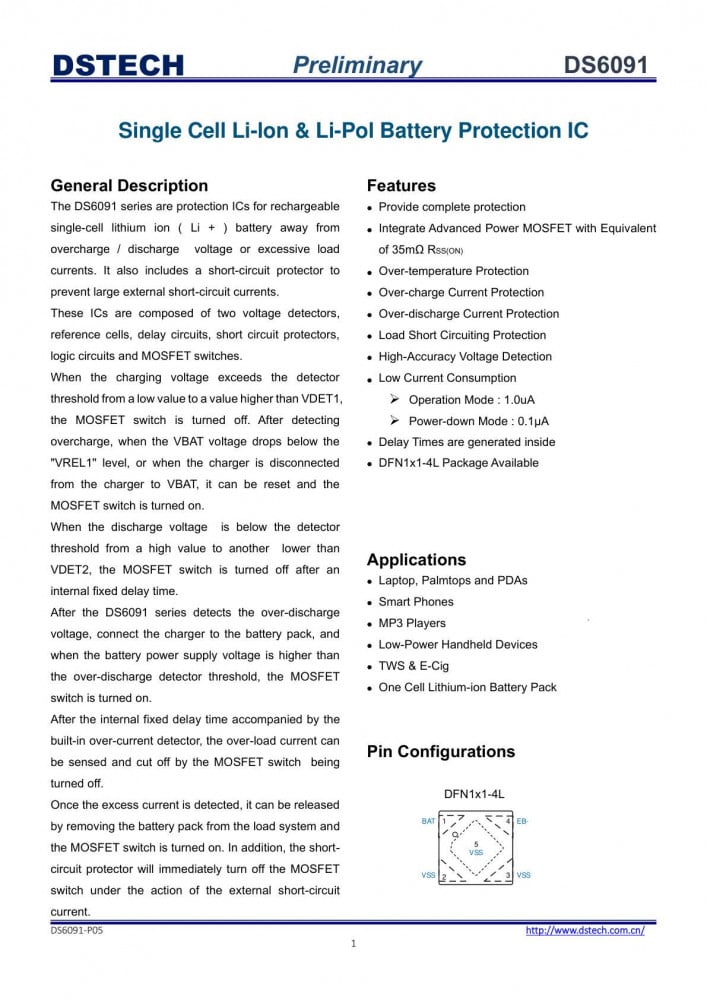 DS6091AED4 datasheet page 1