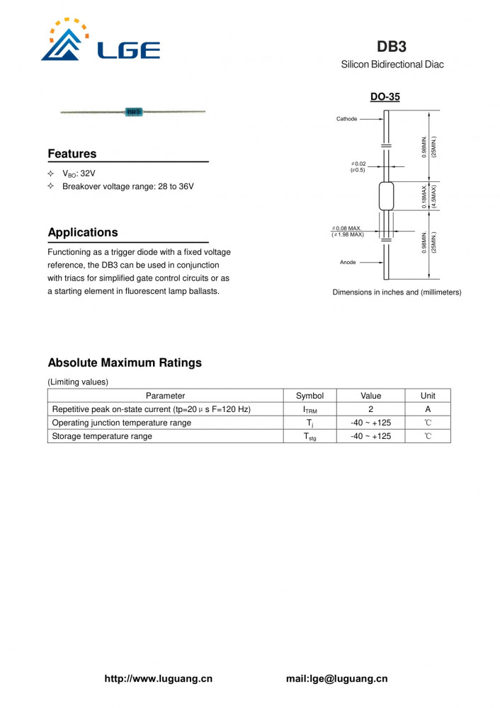 LGE DB3 datasheet page 1