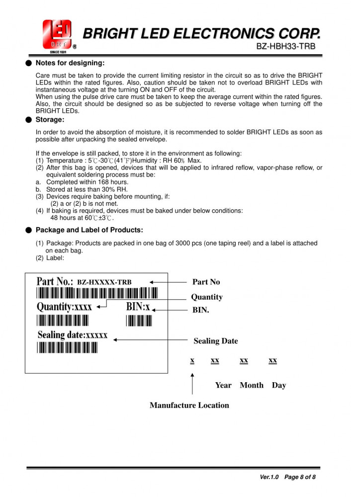 BZ-HBH33-TRB datasheet page 8